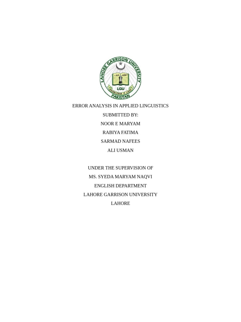 ERROR ANALYSIS IN APPLIED LINGUISTICS | PDF | Second Language | Learning