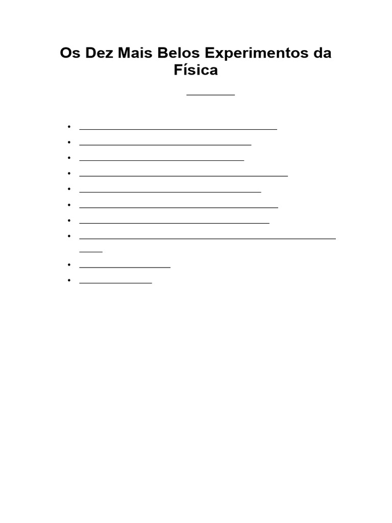 Os 10 Experimentos Mais Belos da Física | PDF