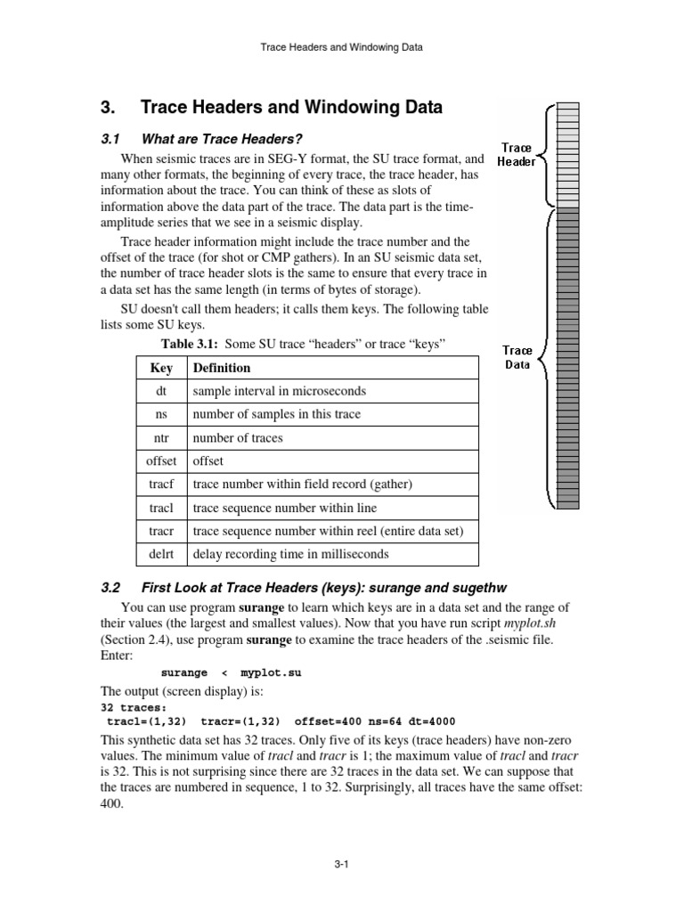 Trace Headers and Windowing Data | PDF | Text File | Computer Data