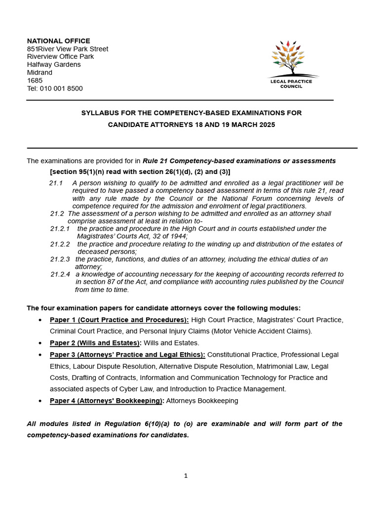 Competency-Based Exam Syllabus for Attorneys | PDF | Bookkeeping | Will ...