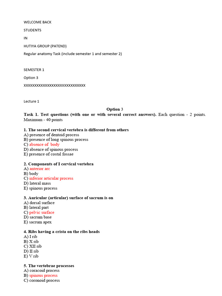 (ANATONY) Daily Tasks and Many More Hutiyas Group | PDF | Vertebra ...