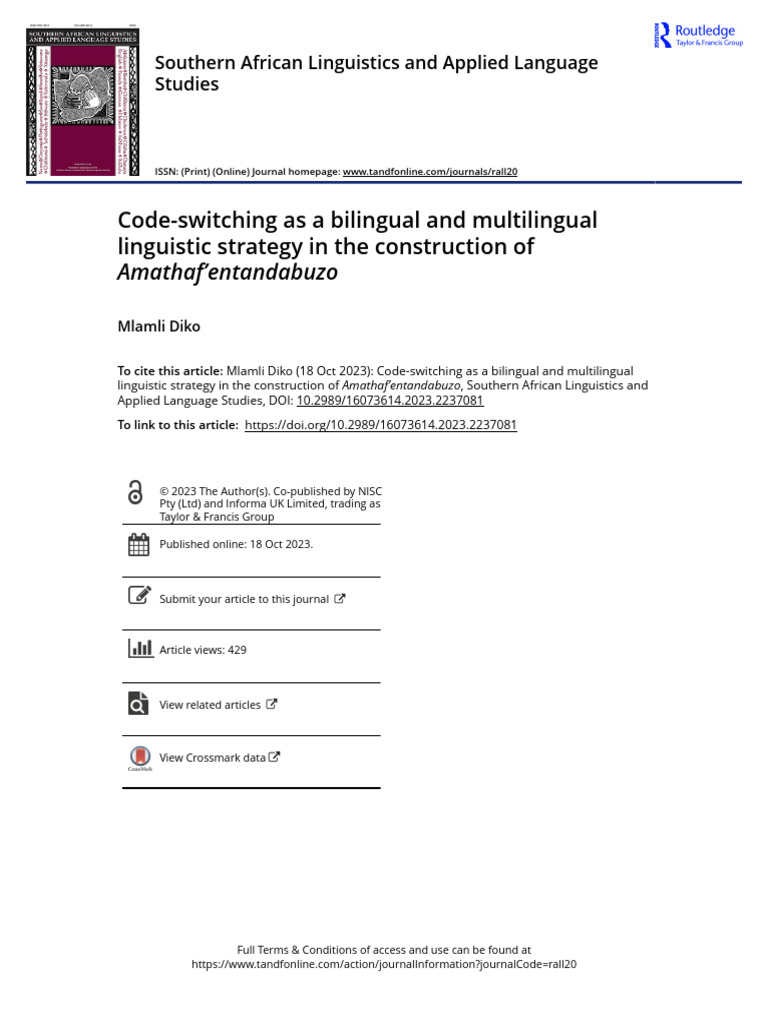 Code-Switching As A Bilingual and Multilingual Linguistic Strategy in ...
