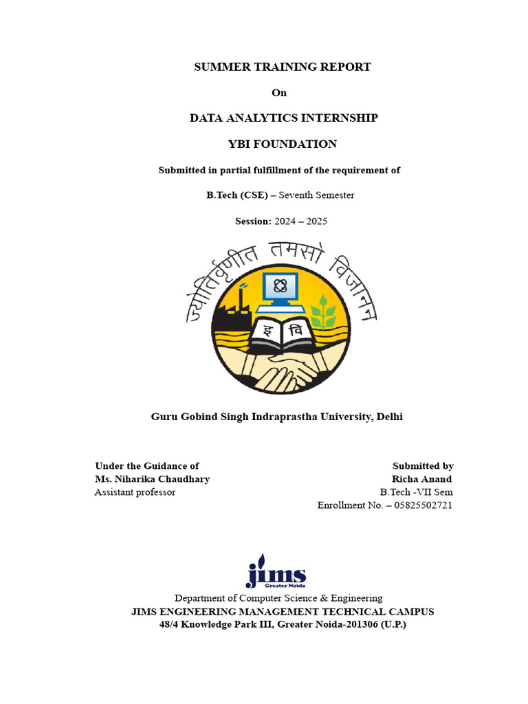 Summer Training Report | PDF | Data Analysis | Analytics