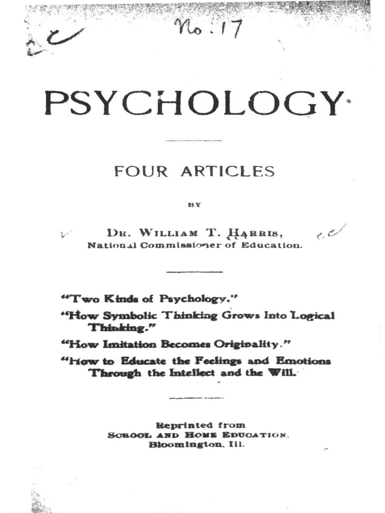 Psychology: Four Articles / by Dr. William T. Harris, National ...
