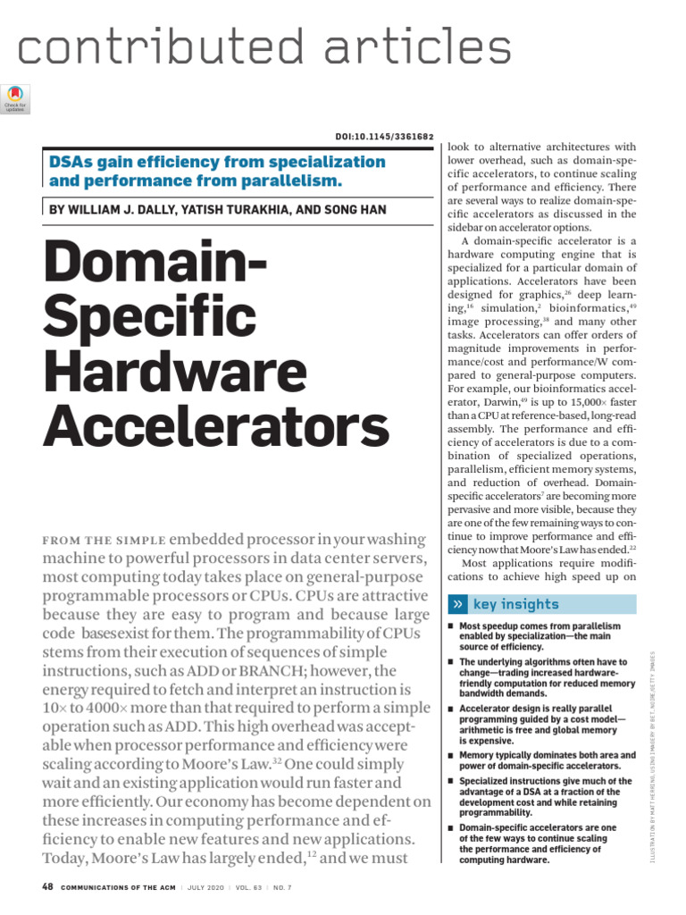 Domain-Specific Hardware Accelerators: Dsas Gain Efficiency From Specialization and Performance ...