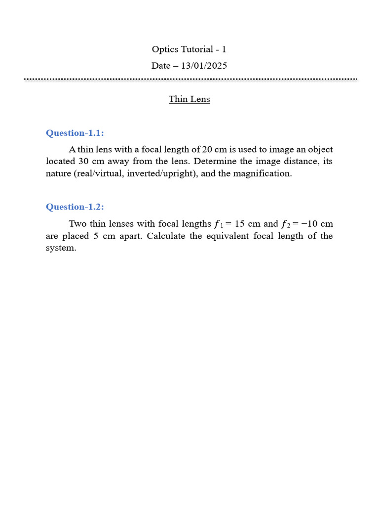 Optics Tutorial 13.01.25 | PDF | Glass Engineering And Science ...