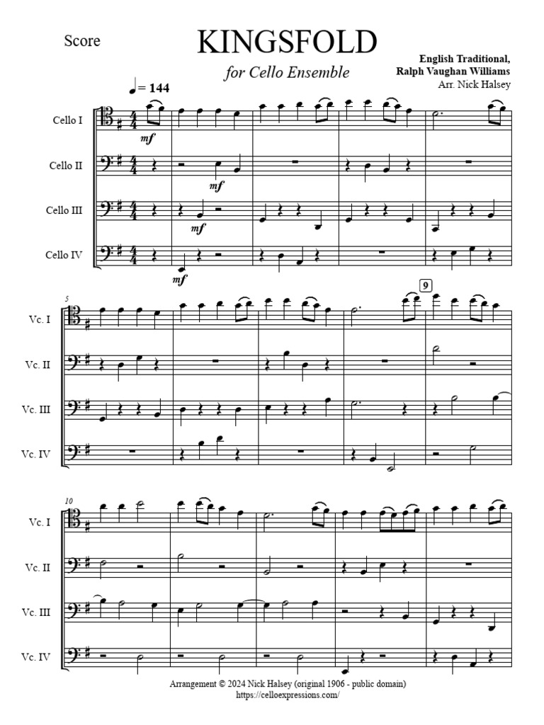 KINGSFOLD-Cello-Ensemble-Score | PDF