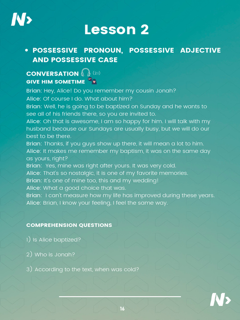Book 2 - Lesson 2 | PDF | Gospel Of John | Jesus