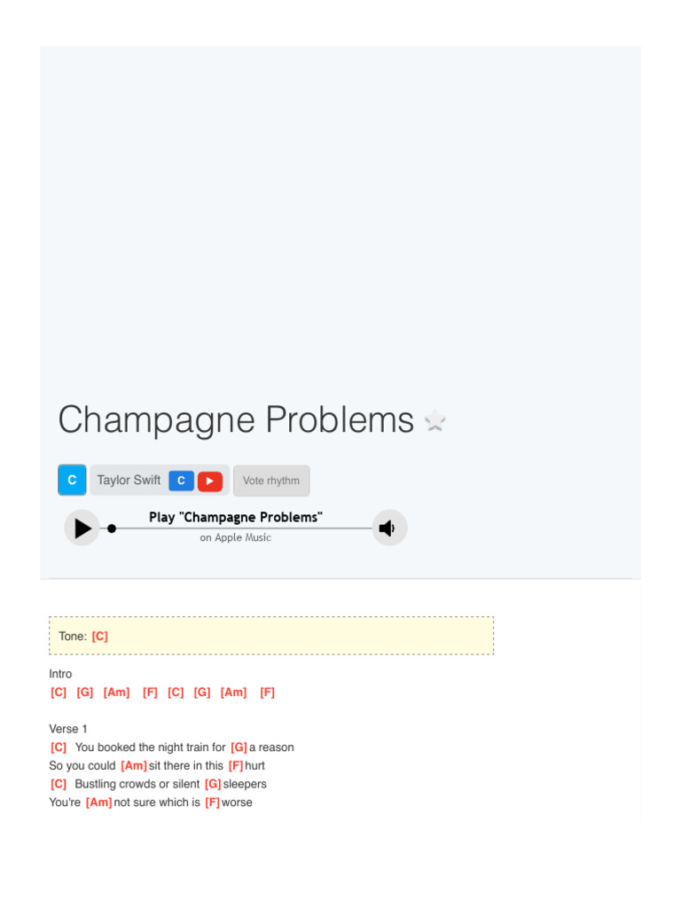 Champagne Problems - Chords Easy - Taylor Swift (Version 1) - Guitar ...
