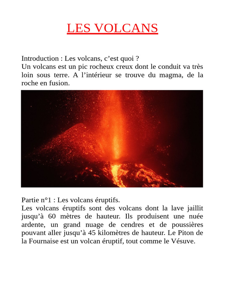 Exposé sur les volcans pour CM1 | PDF | Volcan | Lave