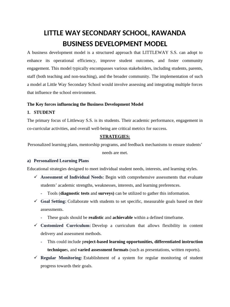 Business Development Model | PDF | Mentorship | Educational Assessment