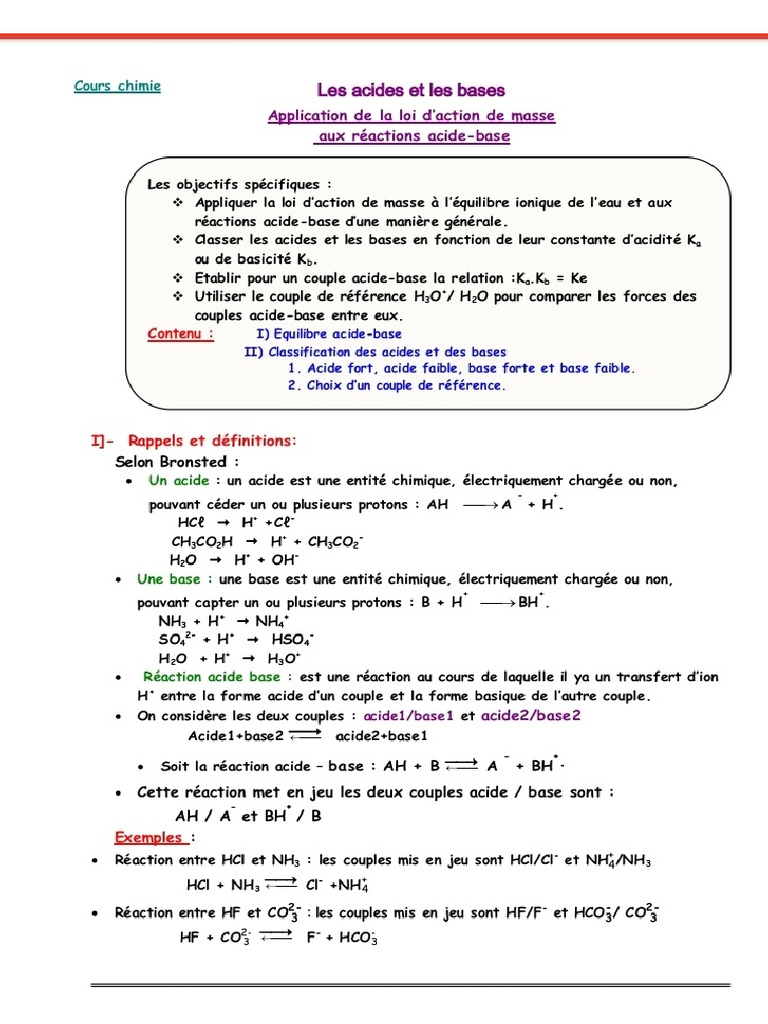 Les Acides Et Les Bases Cours | PDF