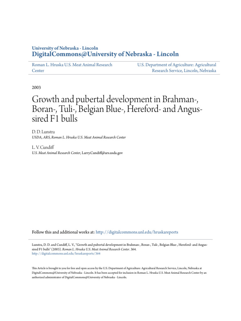 Crescimento e desenvolvimento puberal em touros F1 Brahman, Boran, Tuli ...