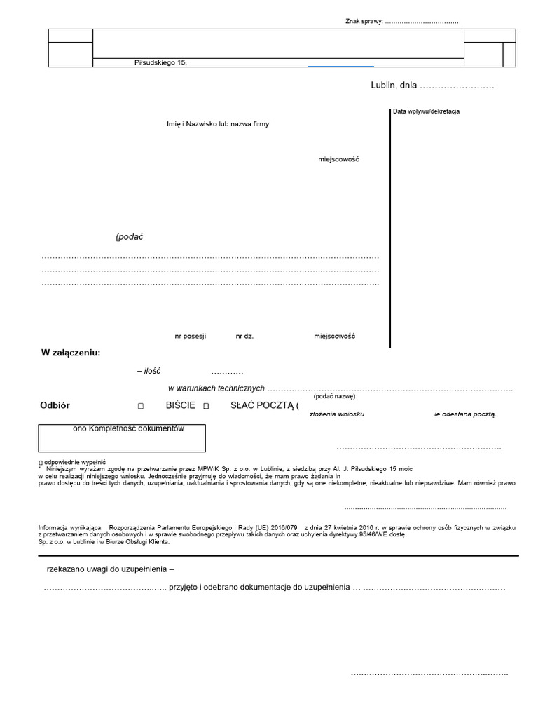 Wniosek o Uzgodnienie Dokumentacji | PDF