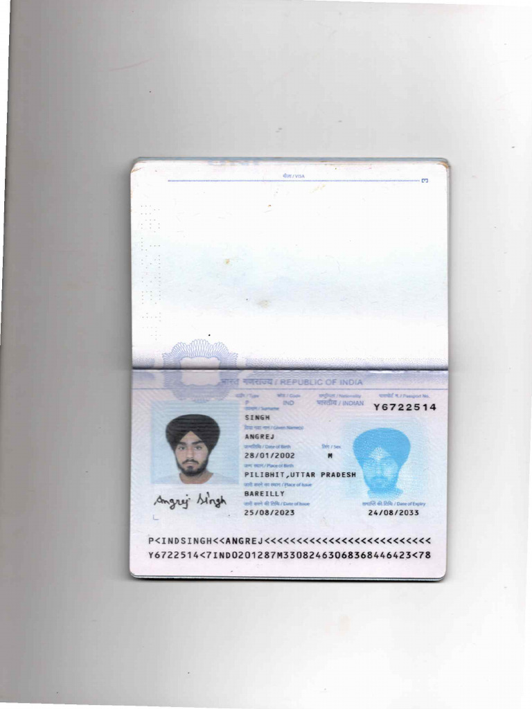 Angrej Singh Passport | PDF