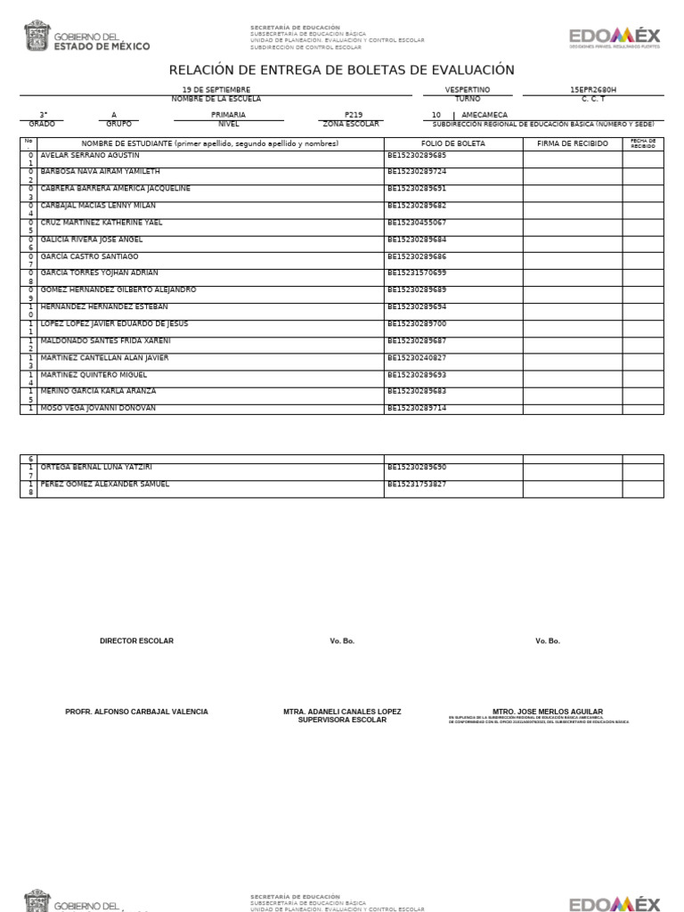Entrega de Boletas de Calificaciones | PDF