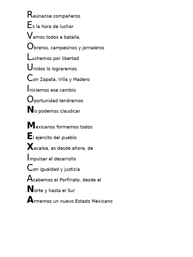 Acrostico de La Revolucxion Mexican | PDF