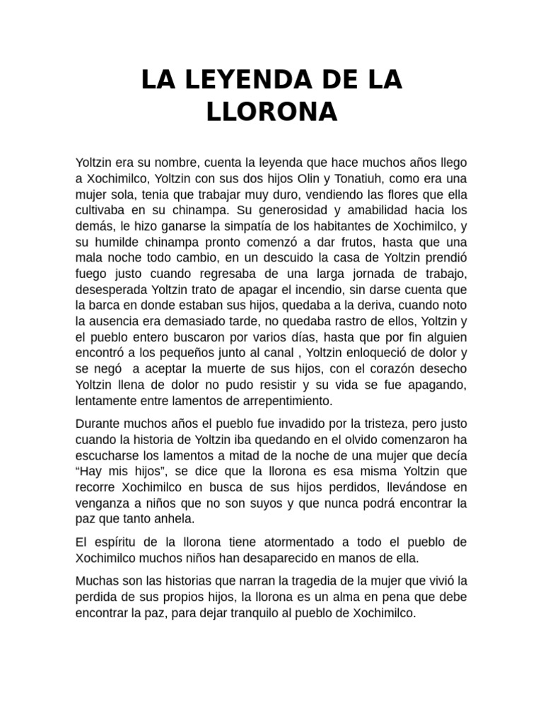 La Leyenda de La Llorona | PDF
