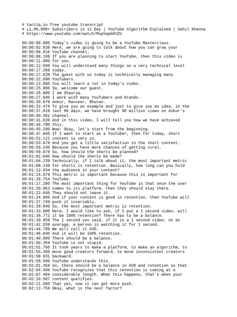 Tactiq Free Transcript MspVwpG6VZU | PDF | You Tube