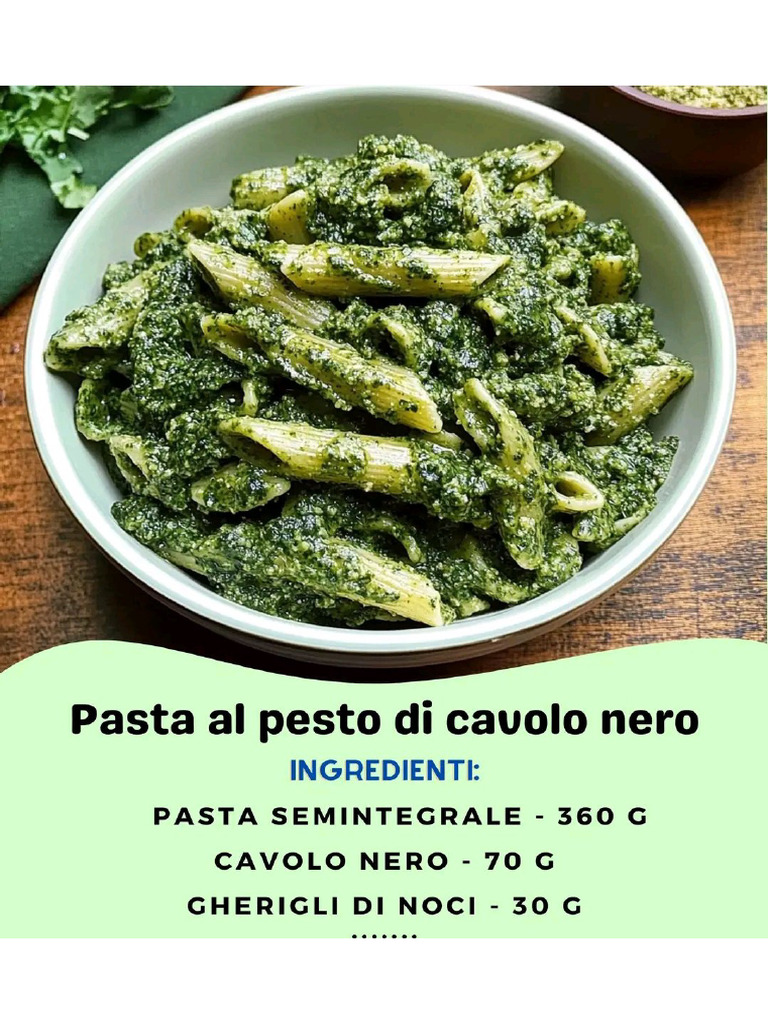 Ricetta Pasta Al Pesto Di Cavolo Nero | PDF