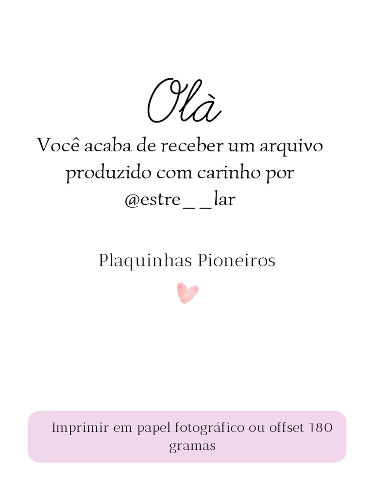 Plaquinhas pioneiros (1) | PDF