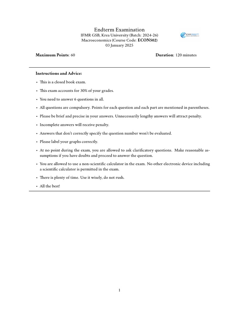 Macroeconomics Endterm Exam Guide | PDF | Interest | Bonds (Finance)