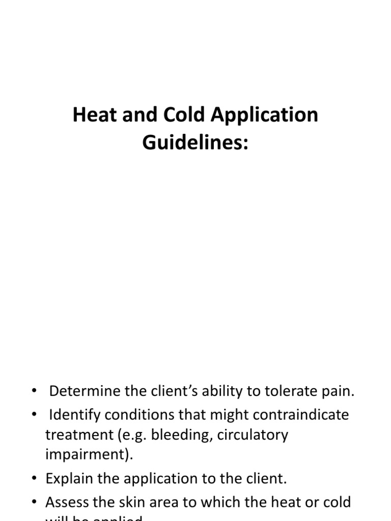 Heat and Cold Application Guidelines | PDF