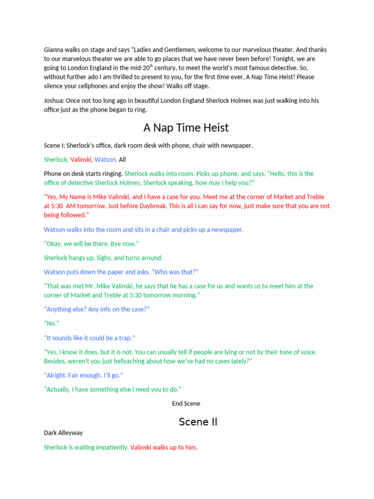 A Nap Time Heist | PDF | Dr. Watson | Sherlock Holmes