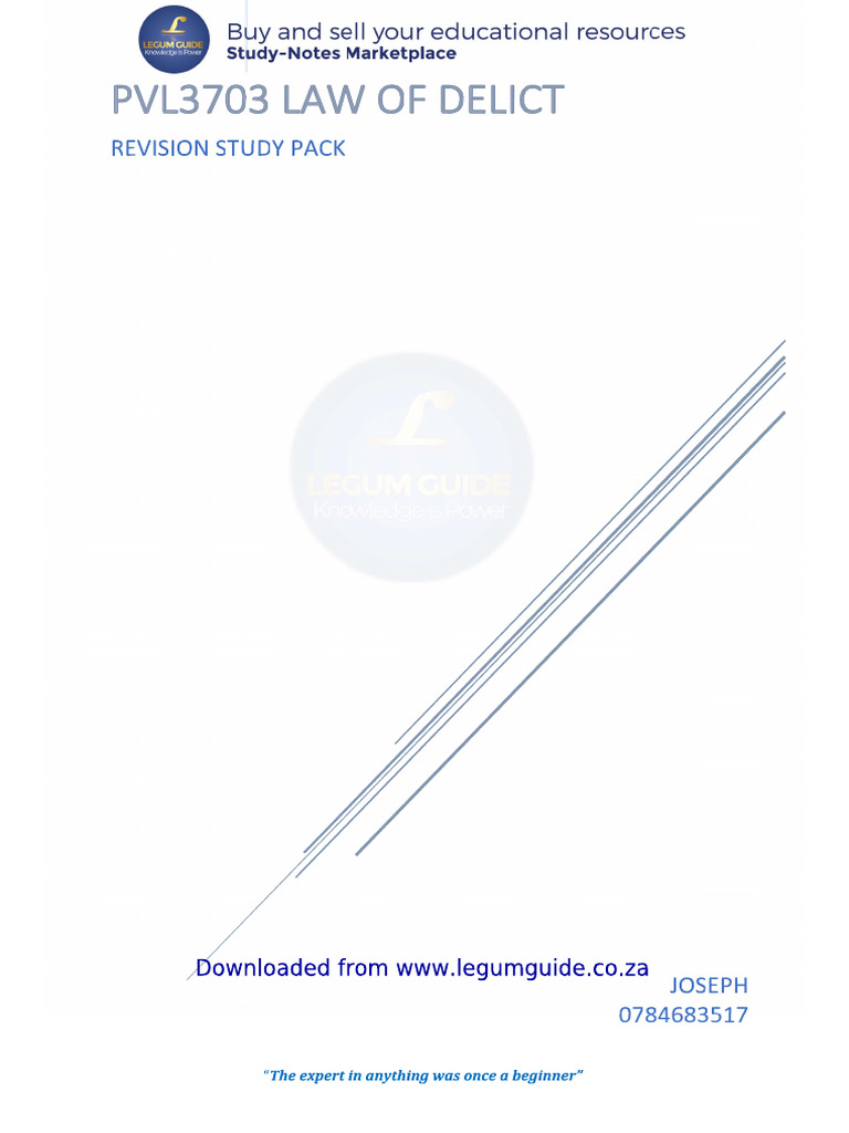 Study Pack Delict | PDF | Common Law | Justice