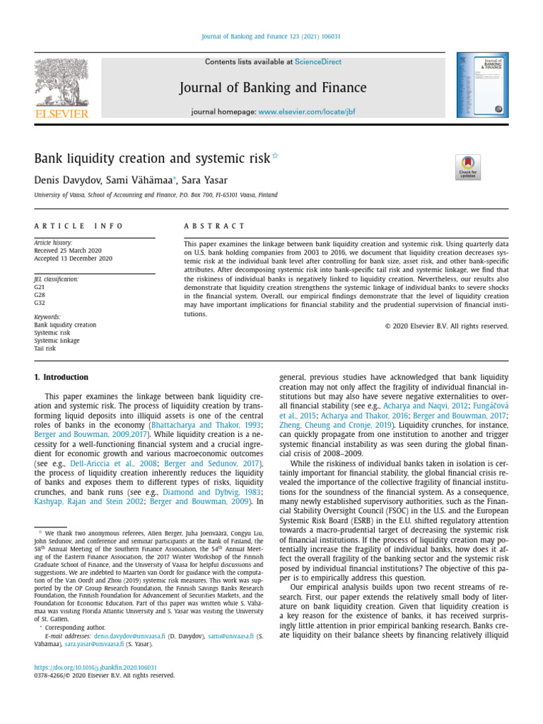 jbf_123 | PDF | Systemic Risk | Banks
