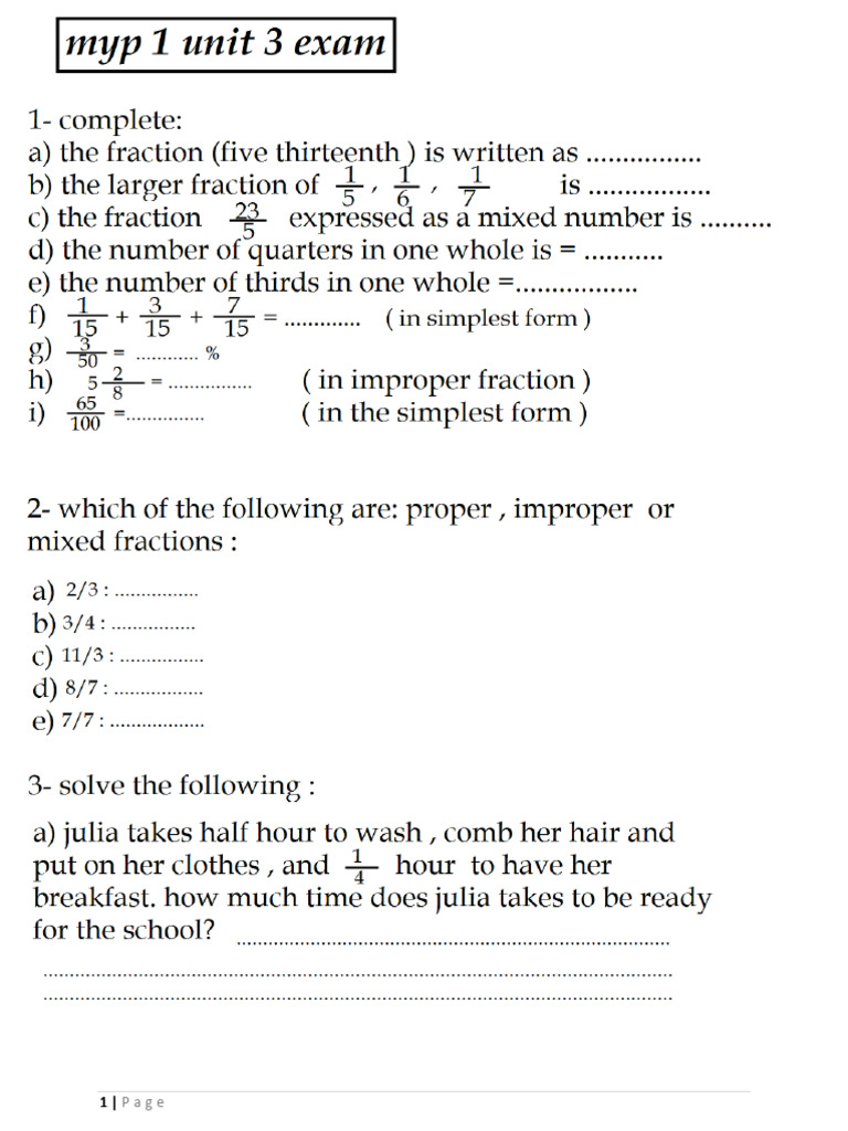 Myp 1 Unit 3 Rev | PDF