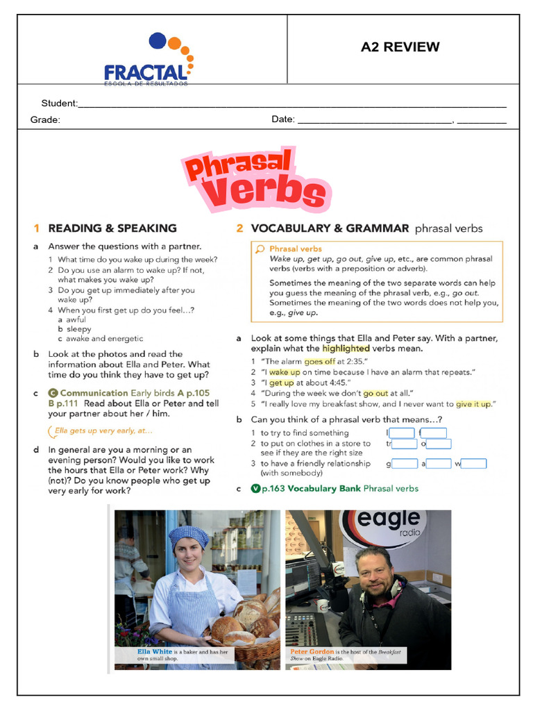(B1) Phrasal Verbs - A2 Review | PDF
