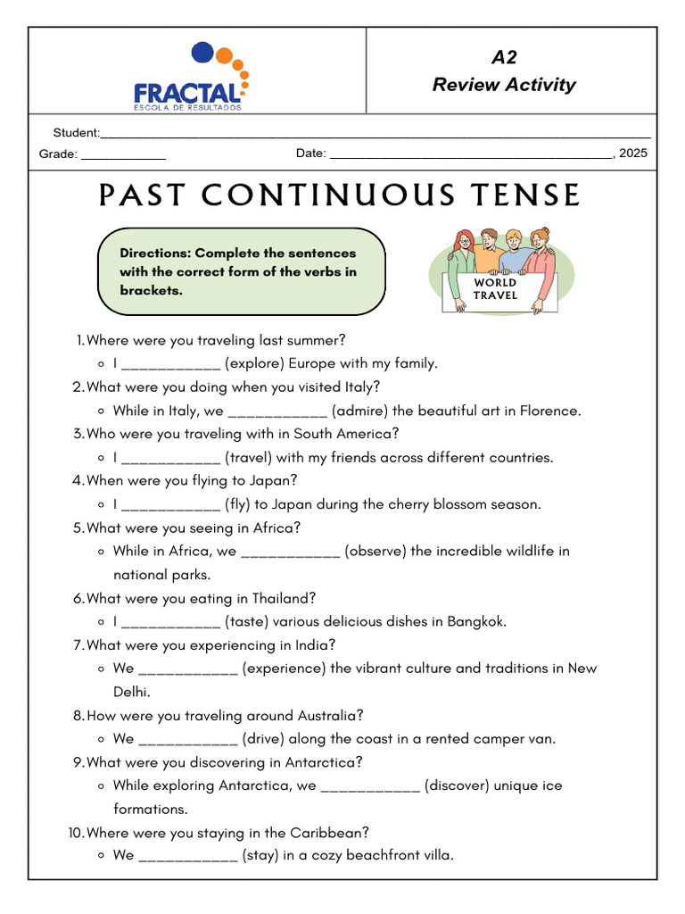 Past Tense Travel Writing Activity | PDF | Linguistic Typology | Grammar