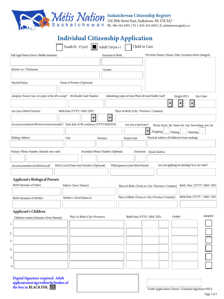 Metis Card Application | PDF | Métis | Citizenship