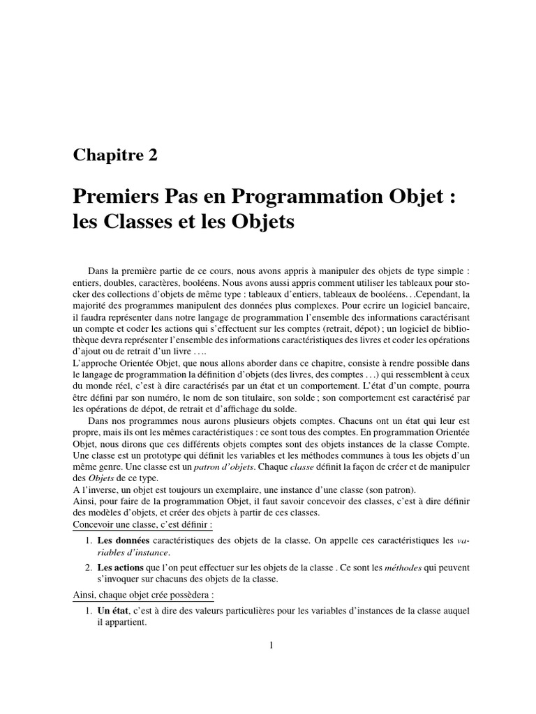 cours-classes | PDF | Programmation informatique | Java (Langage de programmation)