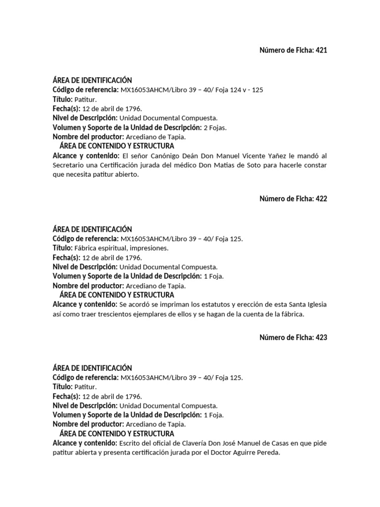 Fichas 421 - 440 | PDF