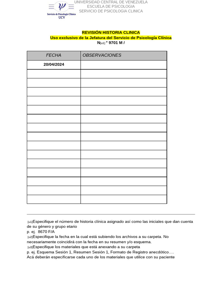 Revision de Historia Clinica | PDF