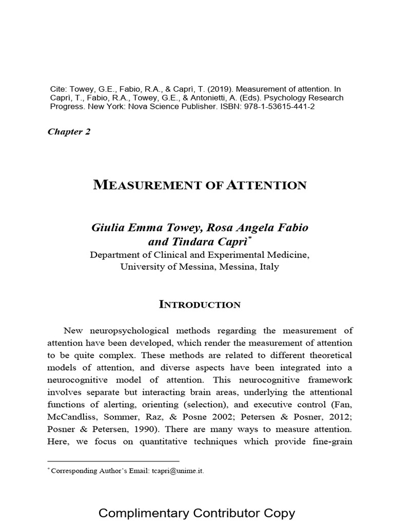 Types of Attention Measurement Techniques | PDF | Attention | Priming ...