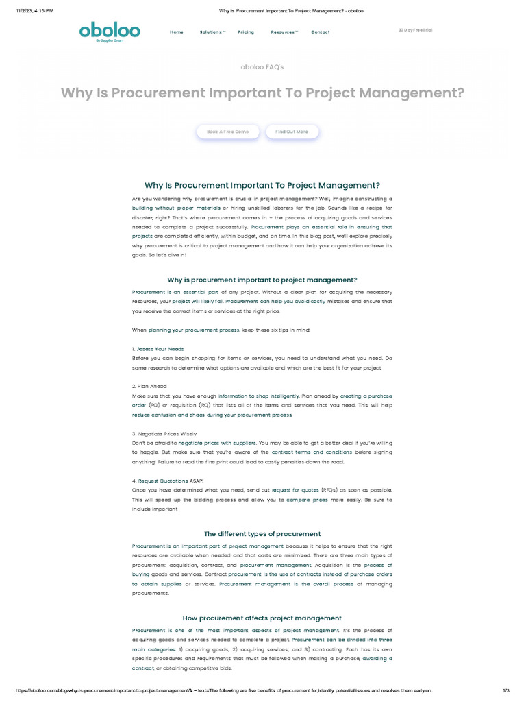 Why Is Procurement Important To Project Management_ - oboloo | PDF