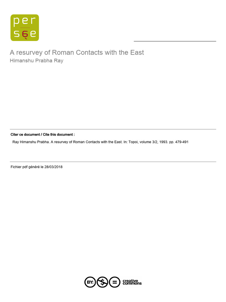 A resurvey of Roman Contacts with the East | PDF | Indian Ocean | Trade