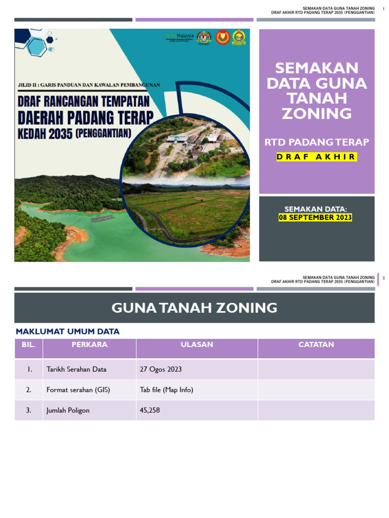 Semakan Data Zoning Tanah Padang Terap | PDF