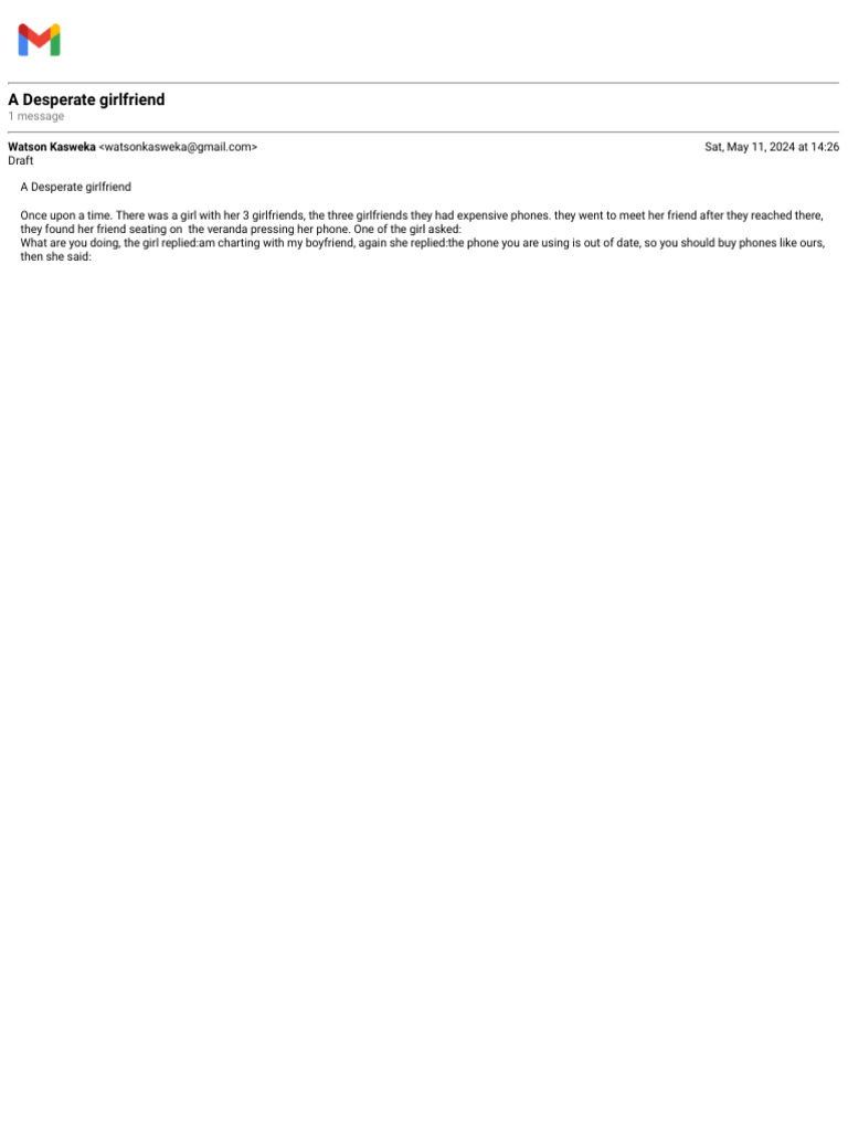 Gmail - A Desperate Girlfriend | PDF