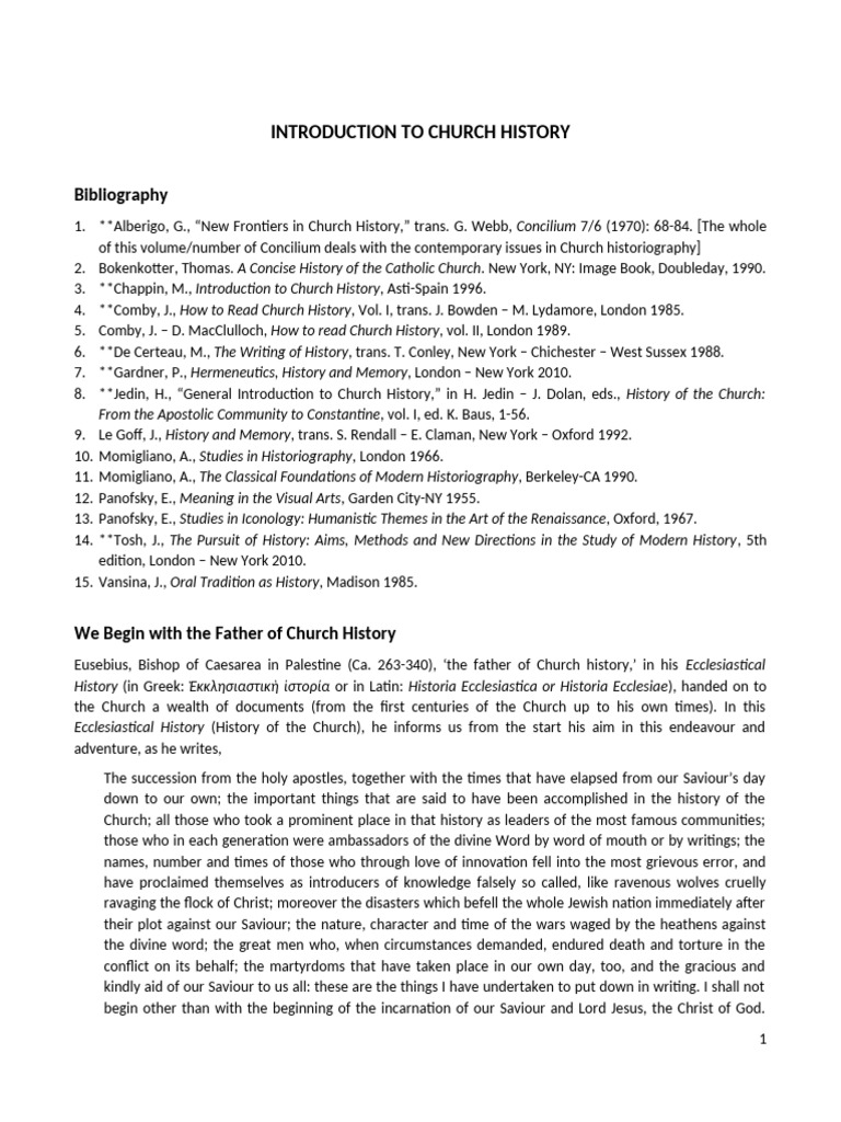 Introduction To Church History | PDF | Knowledge | Theology
