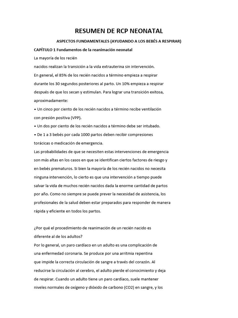 Resumen Reneos | PDF | Feto | Reanimación cardiopulmonar