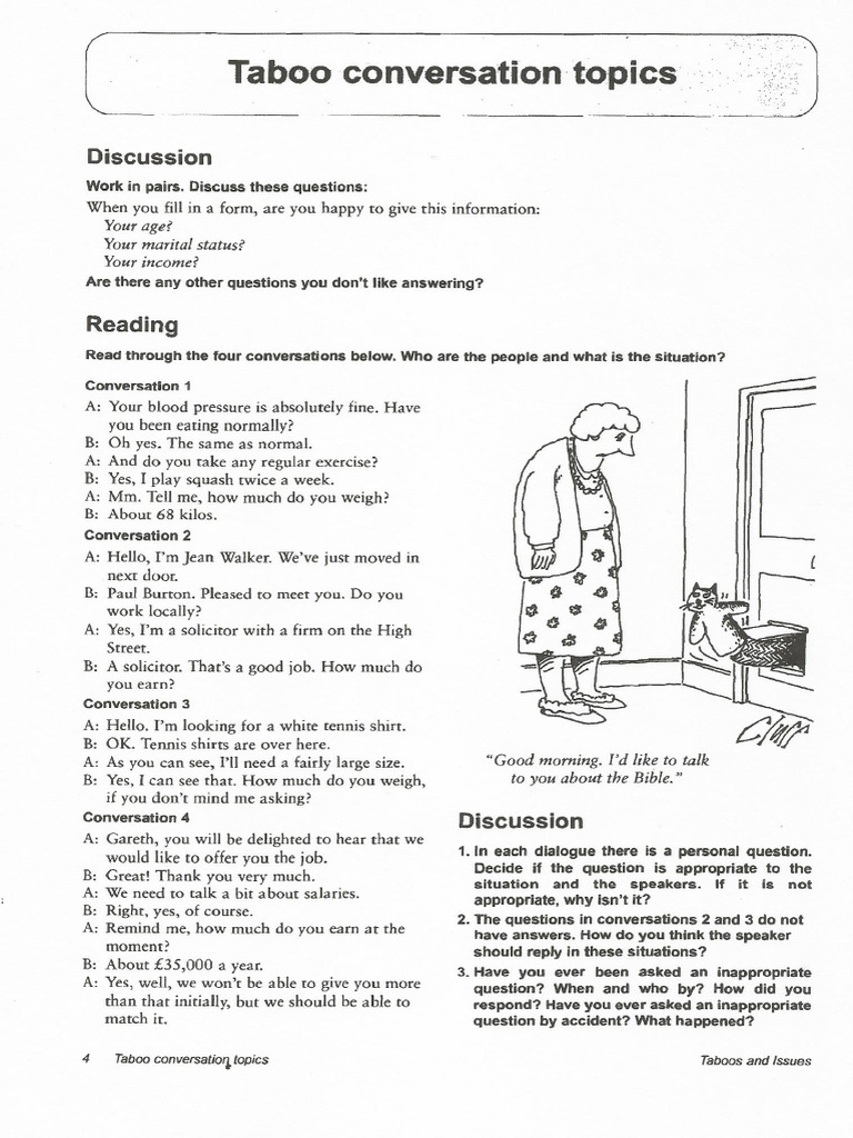 Taboo Conversation Topics 1 | PDF