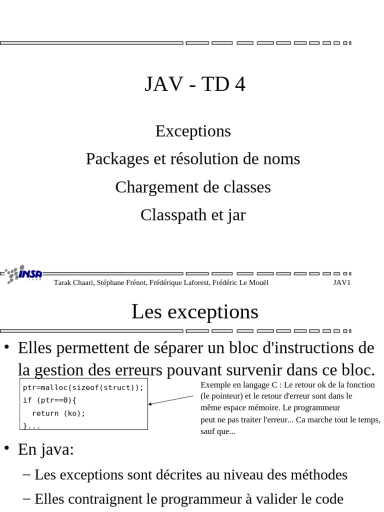 JAV TD4 ExceptionClasspath | PDF | Java (Langage de programmation) | Logiciel