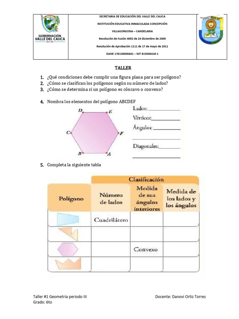 Taller 1 Geometria | PDF | Geometría euclidiana | Formas geométricas