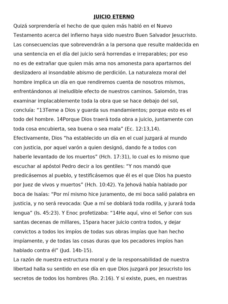 Juicio Eterno: Consecuencias y Esperanza | PDF | Mitología | Creencia ...