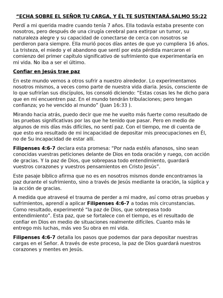 Echa Sobre El Señor Tu Carga | PDF