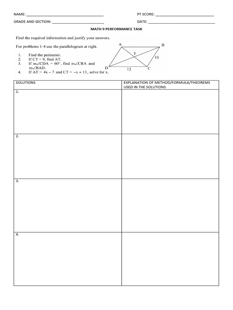 Math 9 Performance Task 3RD Quarter | PDF